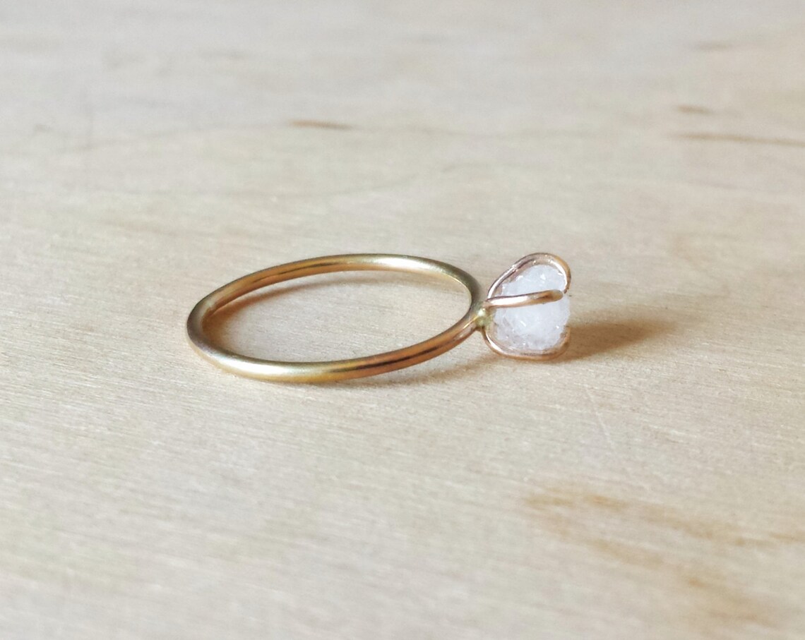 Raw Crystal Ring Rough Stone Ring RARE Snow White Crystal | Etsy