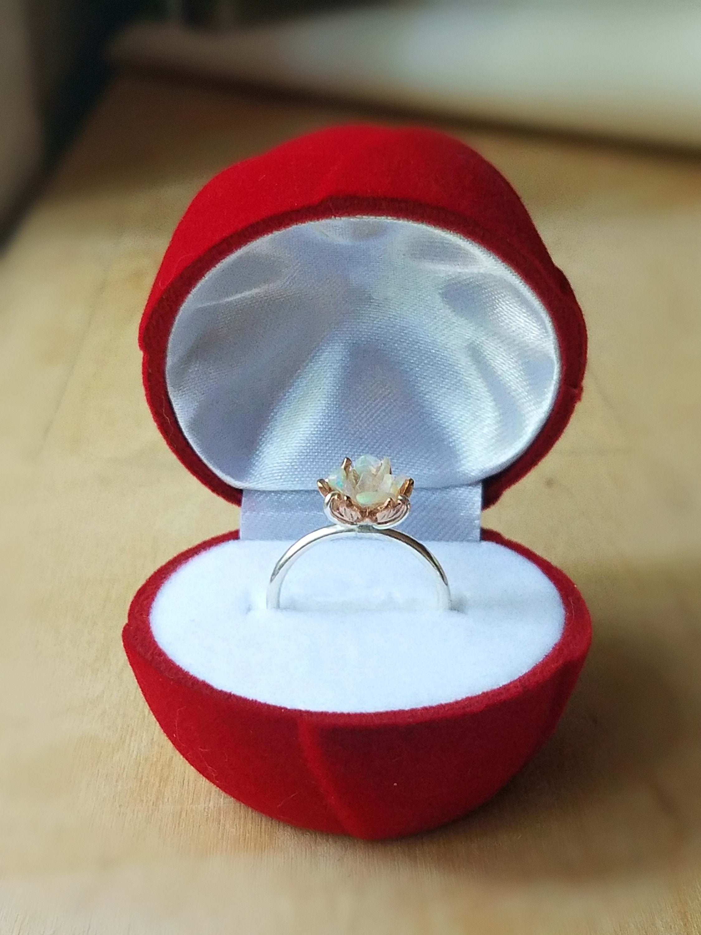 Velvet Ring Box Engagement Ring Presentation Box Red Rose - Etsy