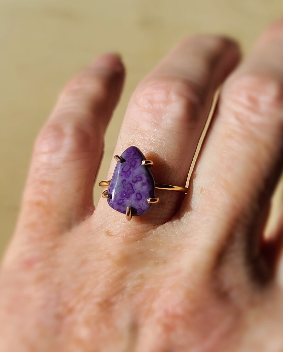 Sugilite Ring in 14K Yellow Gold Fill, Purple Violet Gemstone Jewelry ...