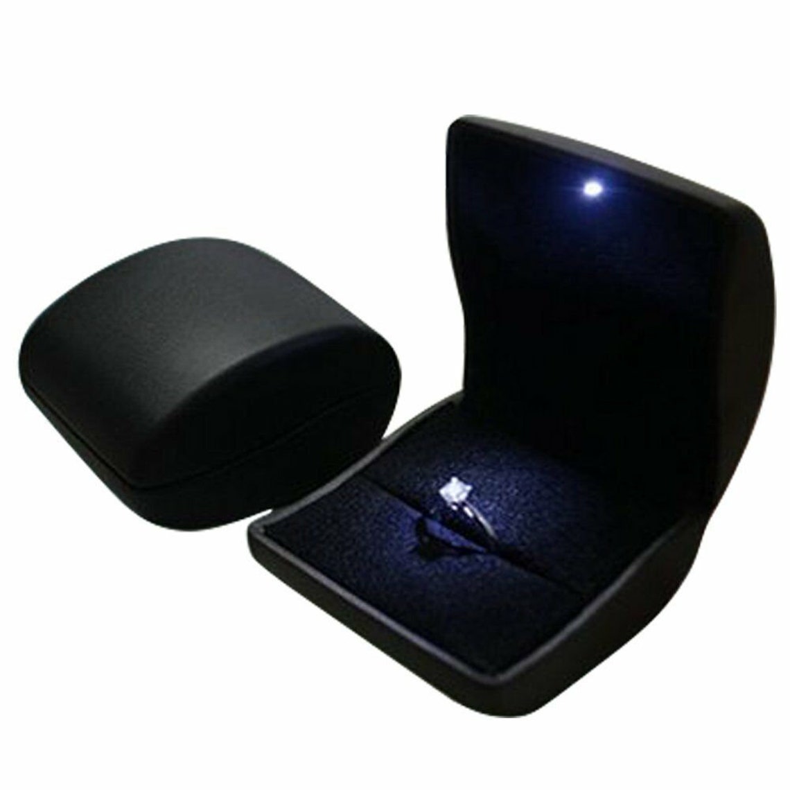 LED Lighted Ring Box Black Engagement Ring Presentation Box | Etsy