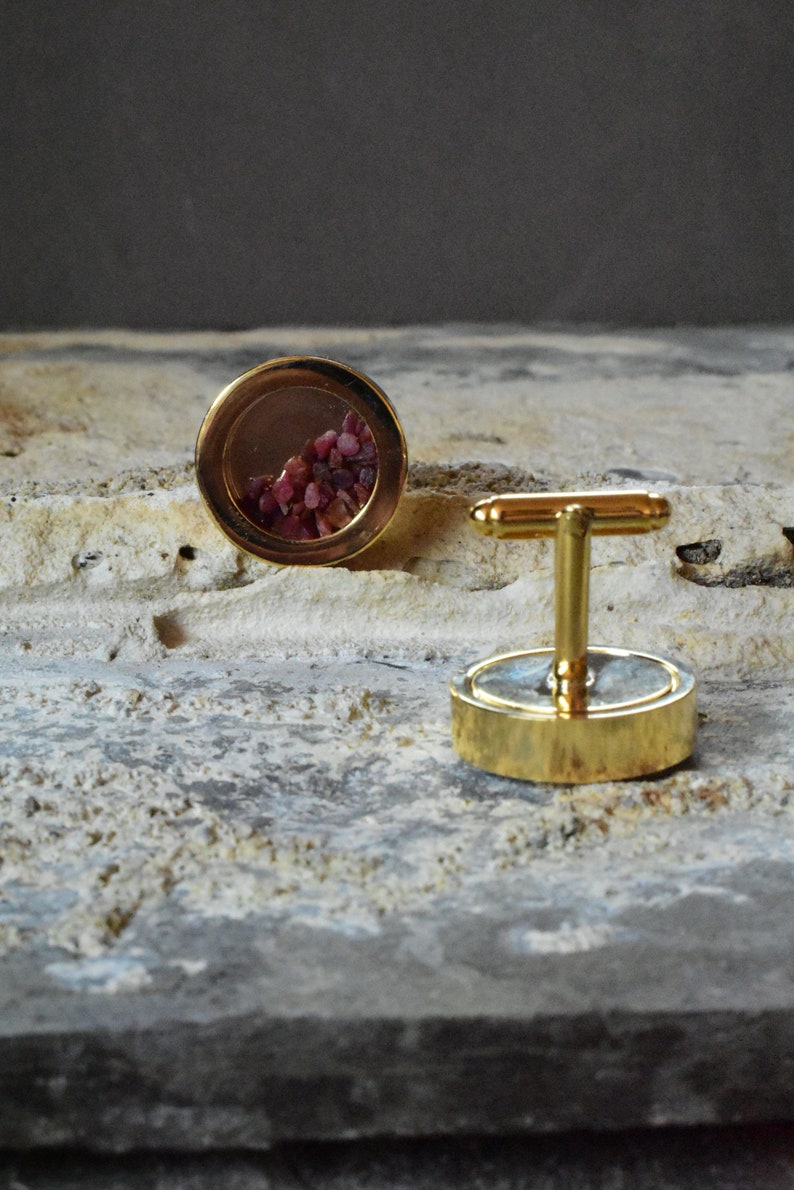 Ruby and Gold Cufflinks Mens July Birthstone Round Gold Cuff - Etsy