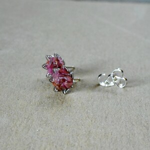 Ruby Earrings, Raw Ruby Studs, Lotus Flower Design, July Birthstone ...