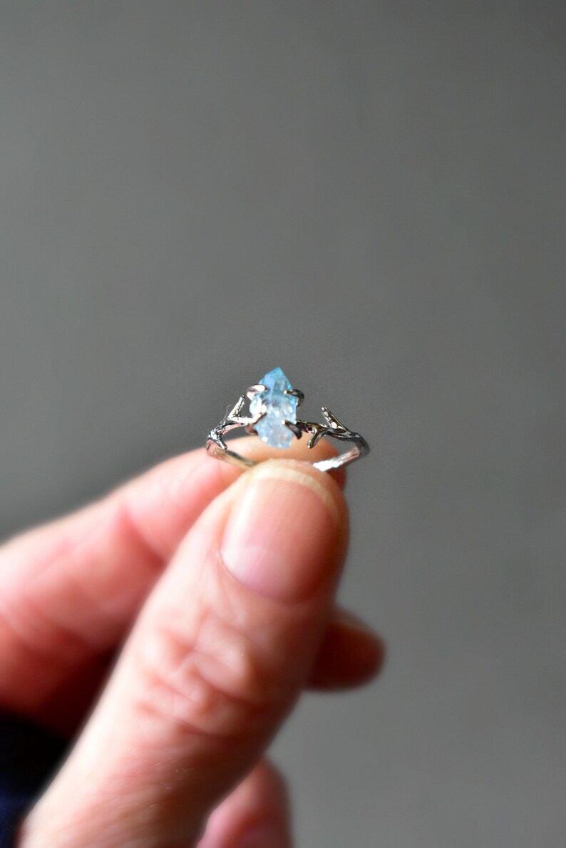 Tree Branch Band in Bright Silver and Aqua Aura White Deer | Etsy