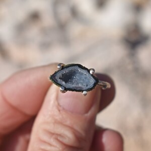 Chunky Sapphire Blue Geode Ring, Textured Bark Fairy Ring for Nature ...