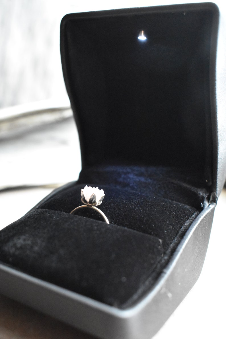 LED Lighted Ring Box Black Engagement Ring Presentation Box | Etsy