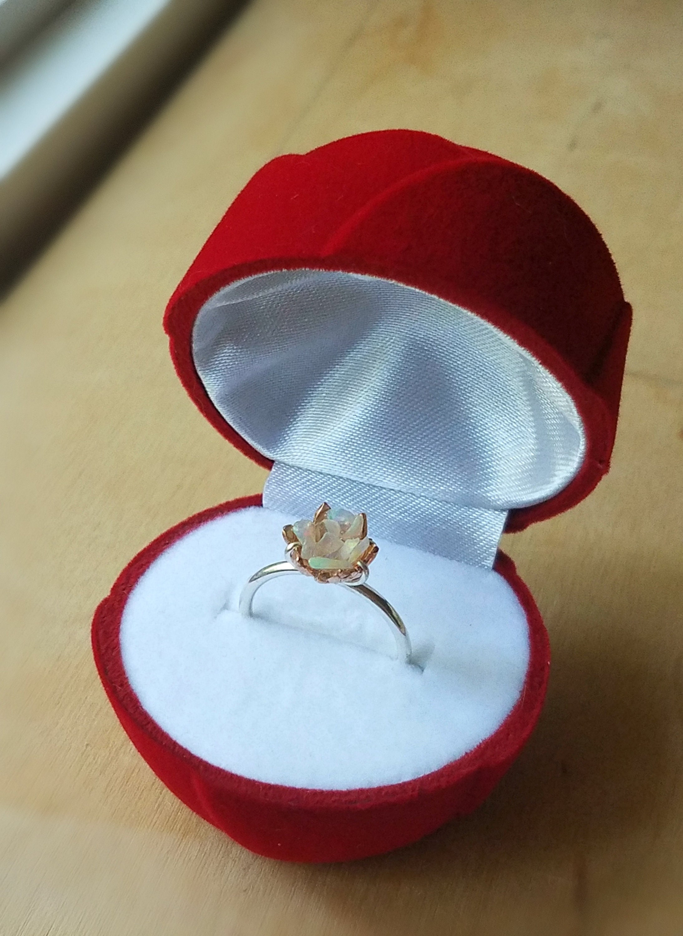 Velvet Ring Box Engagement Ring Presentation Box Red Rose - Etsy