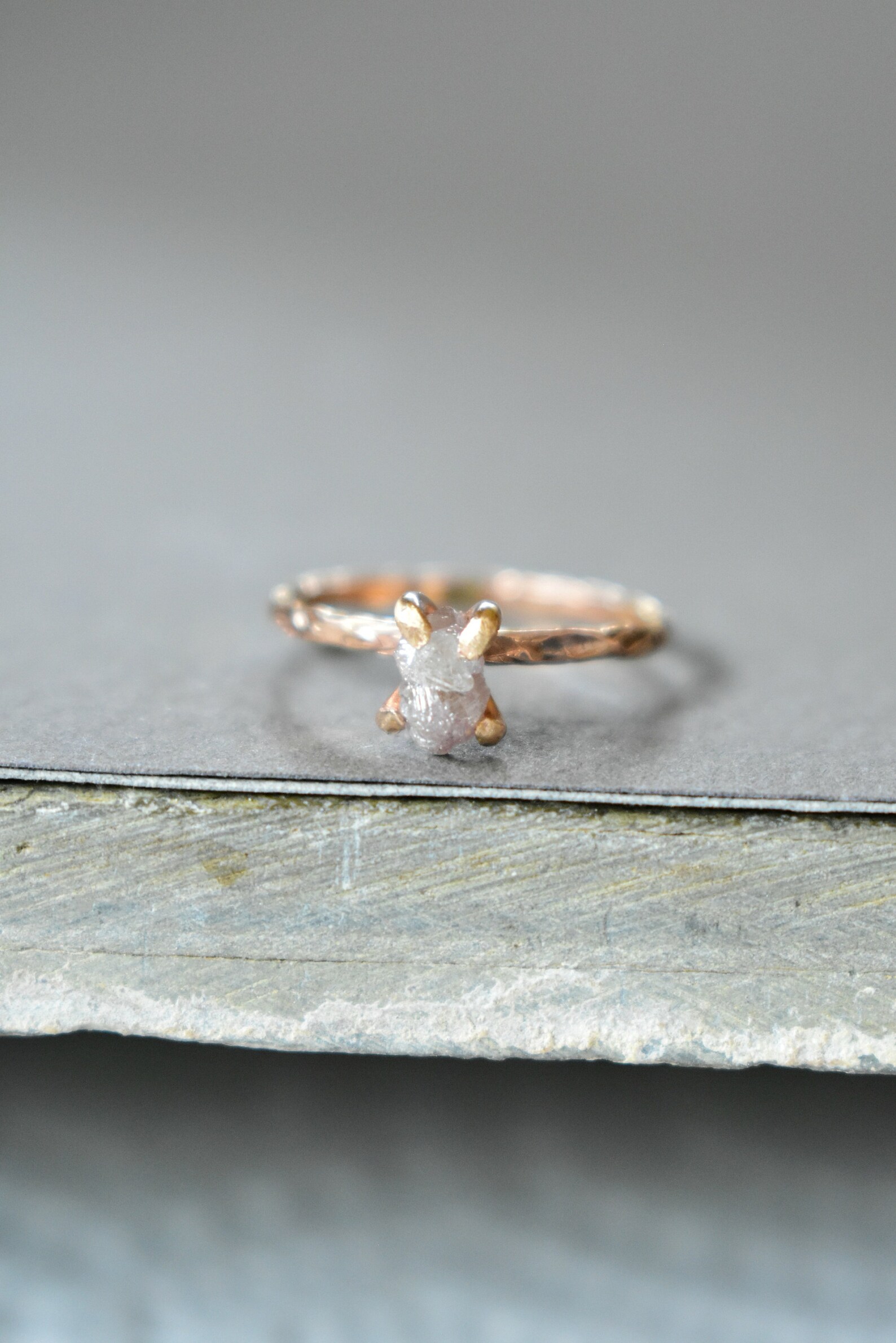 Rough Pink Diamond Ring Uncut Diamond and Rose Gold Ring for | Etsy