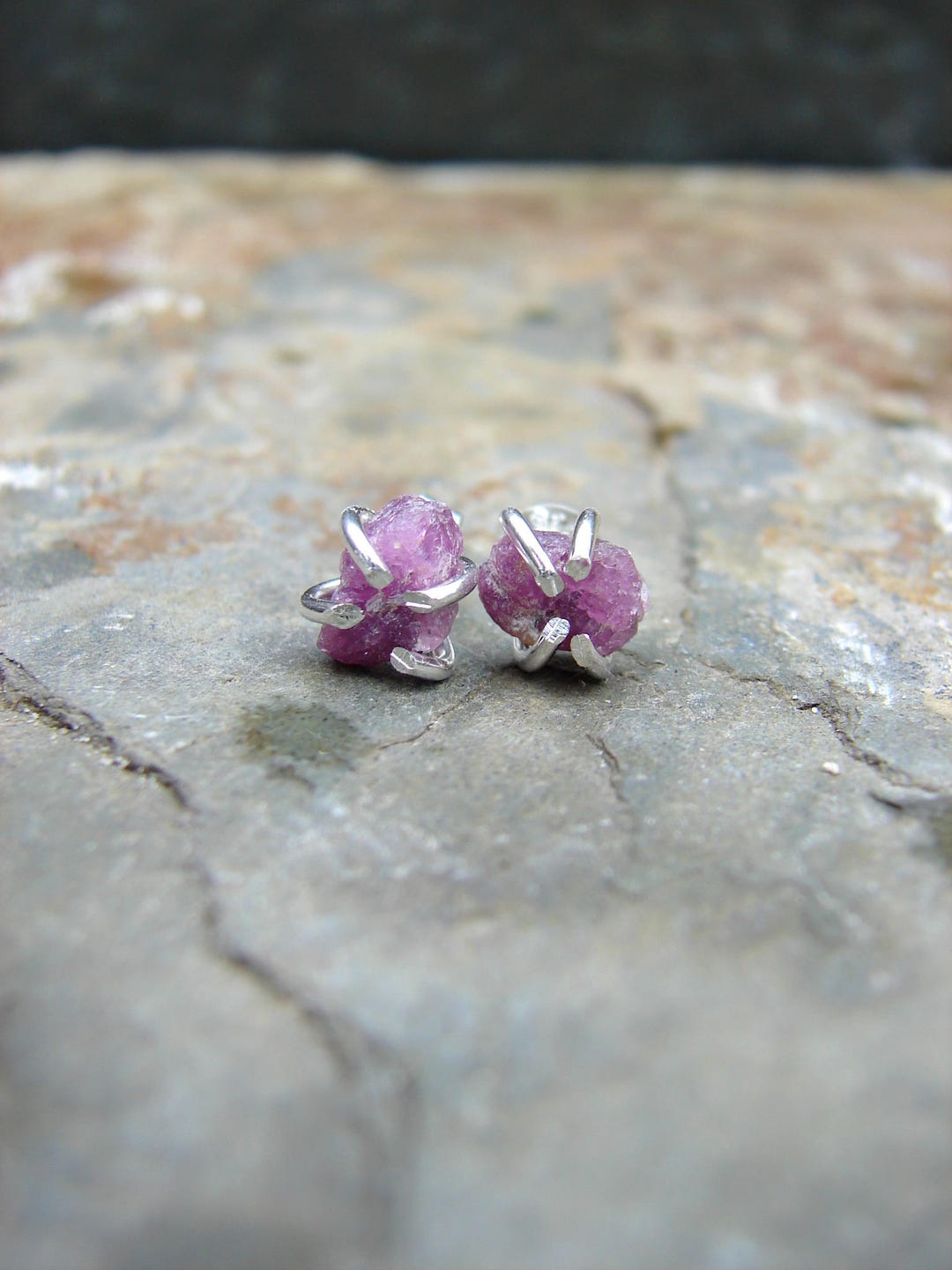 Raw Ruby Jewelry, Ruby Stud Earrings, July Birthstone, Birthday Gift ...
