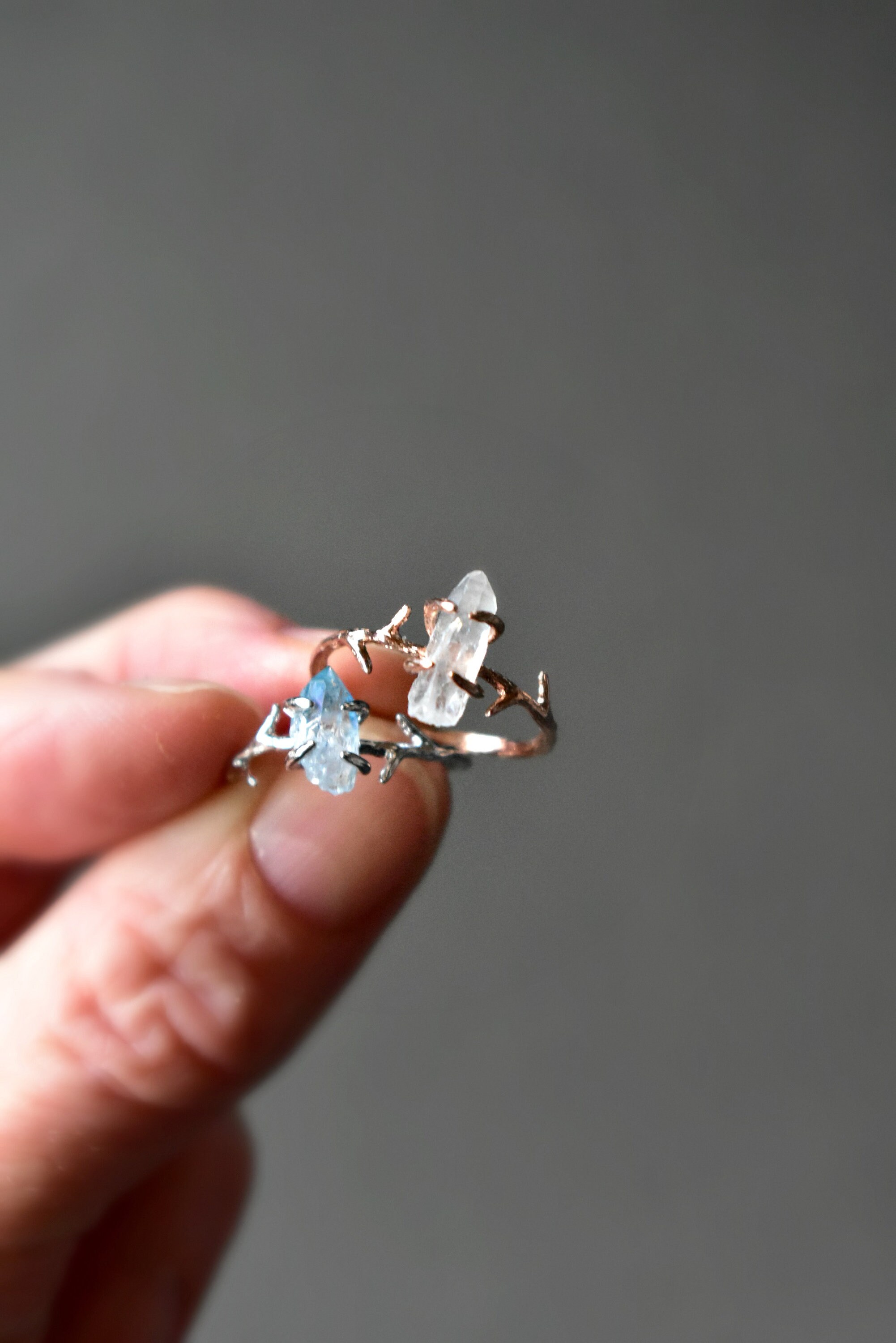 Tree Branch Band in Bright Silver and Aqua Aura White Deer - Etsy