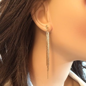 Silver Earrings Dangle, Long Silver Chain Earrings, Dangly Earrings ...