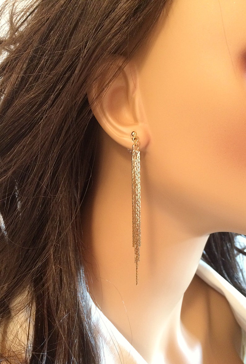 Silver Earrings Dangle, Long Silver Chain Earrings, Dangly Earrings ...