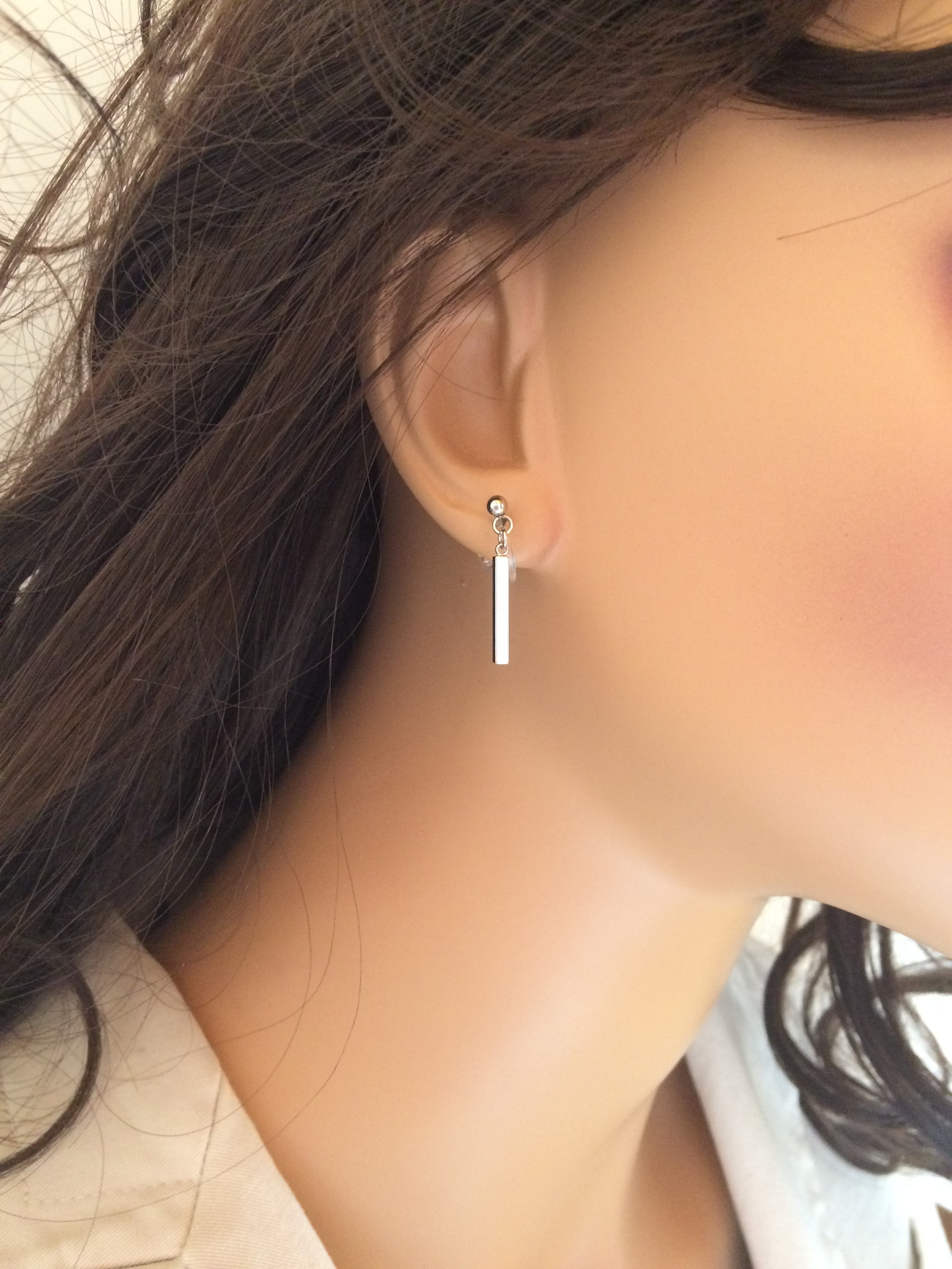 Silver Bar Earrings, Silver Small Dangle Earrings for Teens, Bar Trendy ...
