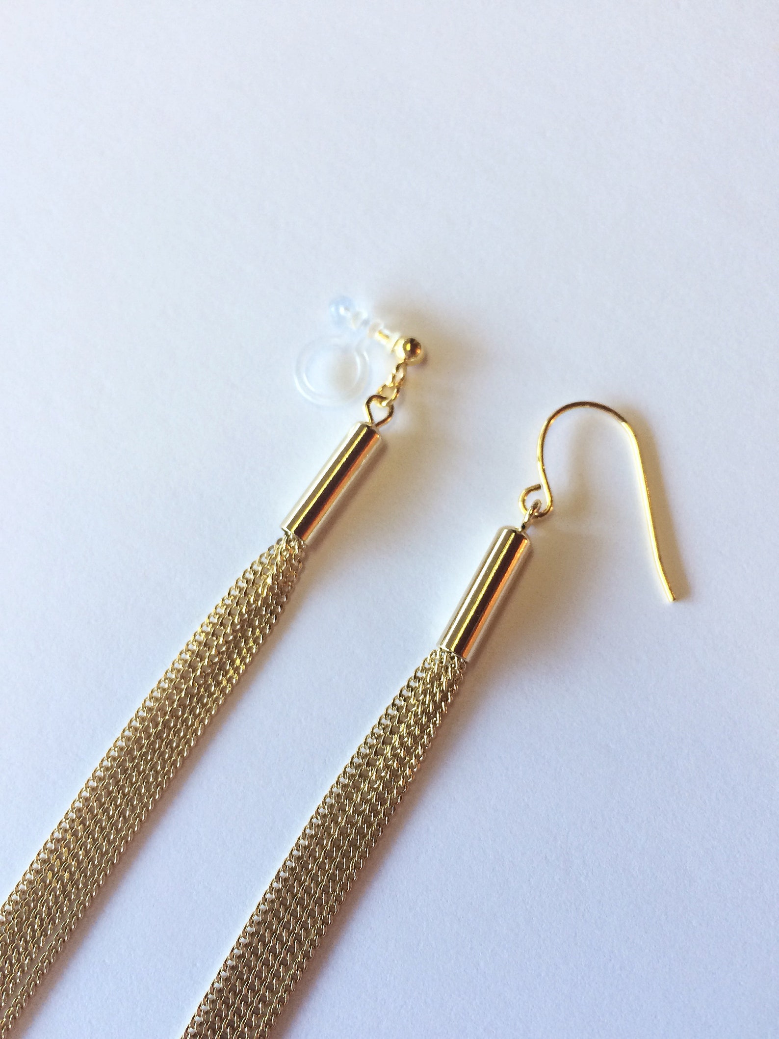 Silver Invisible Clip on Earrings Silver Tassel Earrings With | Etsy