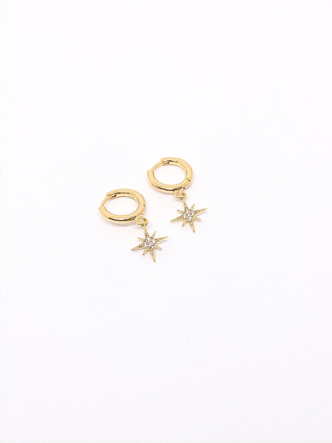 Gold Star Hoop Earrings Gold Huggie Earrings With Star Charm - Etsy