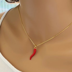 Cornicello Necklace Red, Italian Horn Necklace, Protection Necklace ...