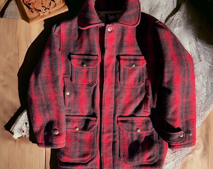 Vintage Woolrich Jacket, Mackinaw Coat, Wool Hunting Jacket, Buffalo ...
