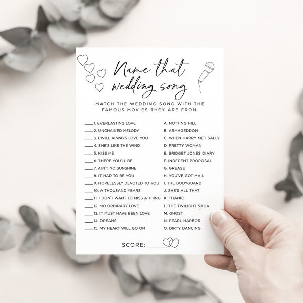 Name That Tune Game Template - Etsy