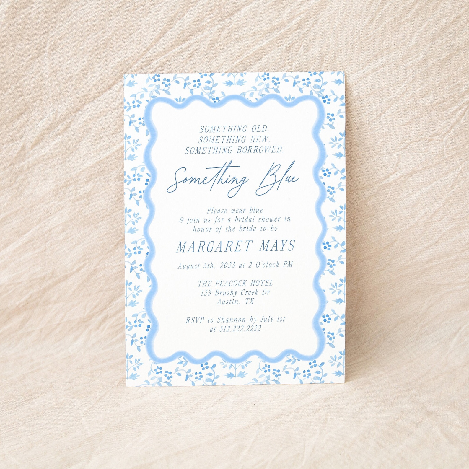 Something Blue Bridal Shower Invitation Template Something - Etsy