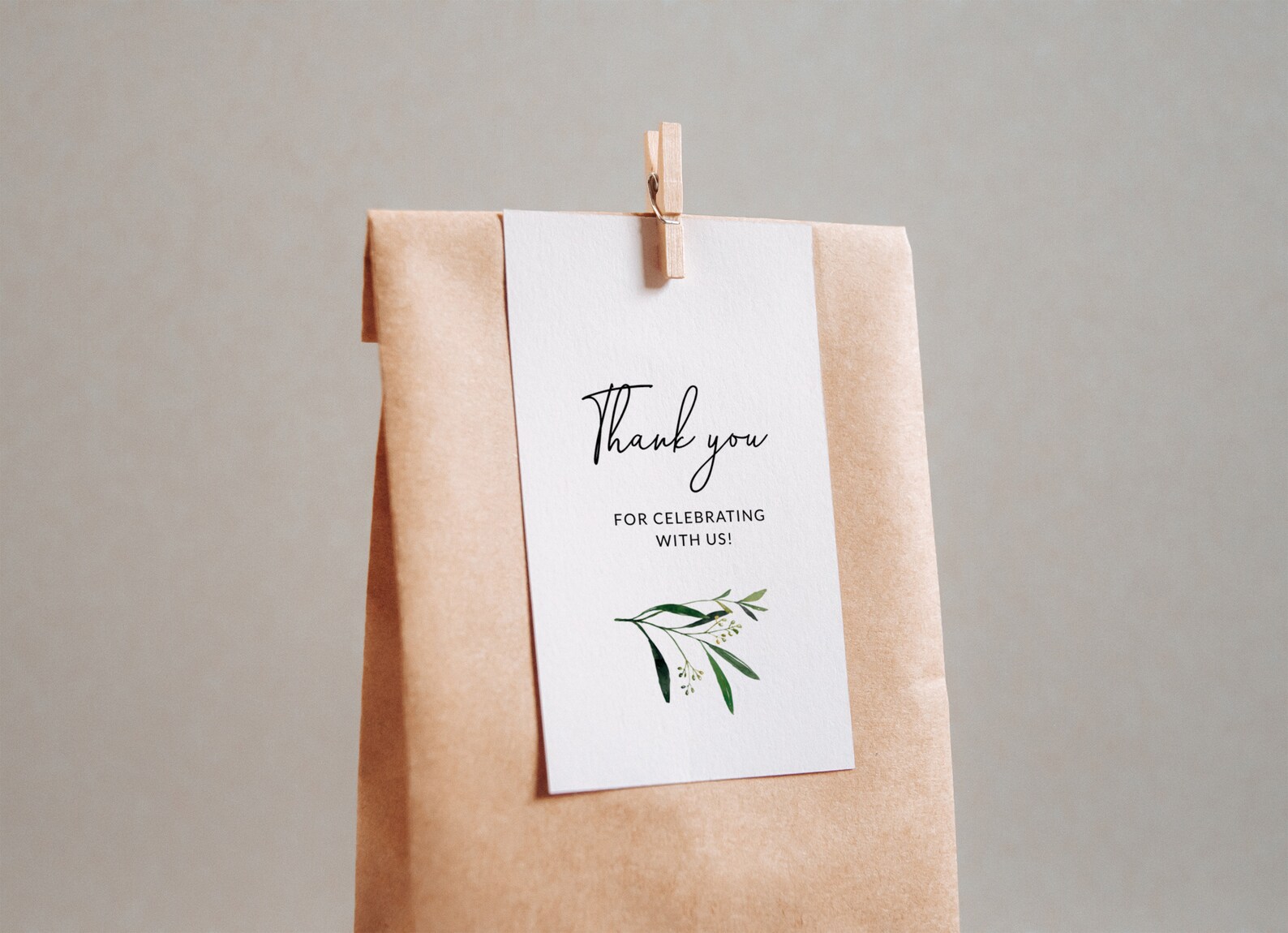 Minimal Greenery THANK YOU Tag Template Printable Thank You - Etsy