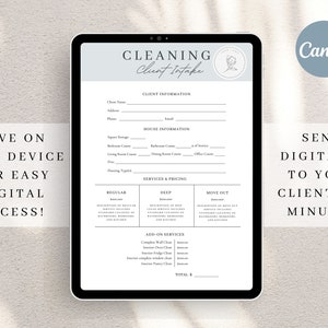 Professional Residential Cleaning Service Client Intake Form, Editable ...