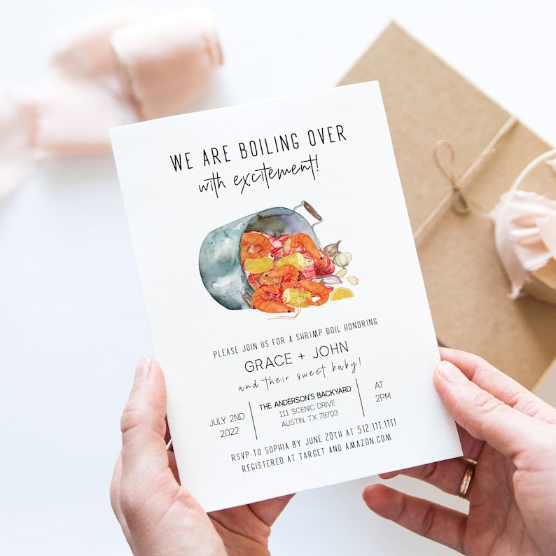 Shrimp Boil Baby Shower Invitation, Shrimp Boil Couples Shower Invite ...