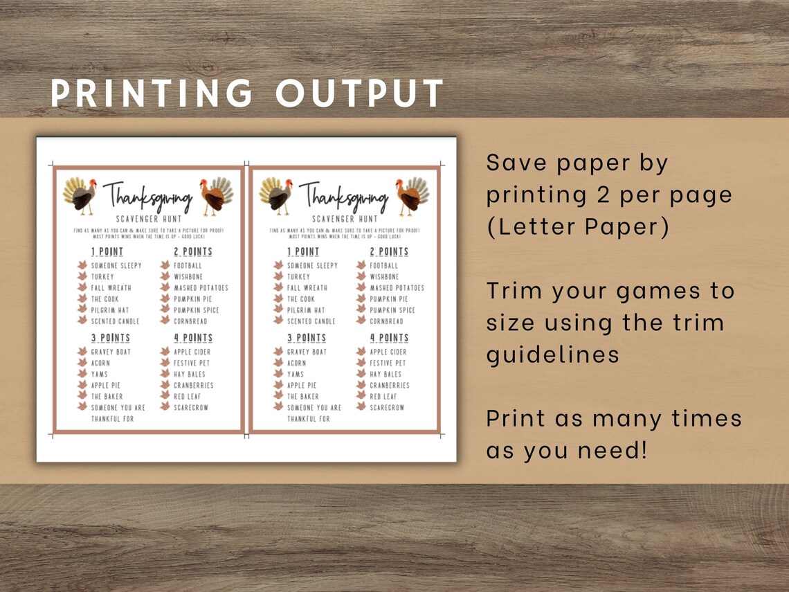 Thanksgiving Scavenger Hunt Game Thanksgiving Printable - Etsy