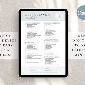 Professional Residential Deep Cleaning Checklist, Editable House Deep Cleaning Template, Deep ...