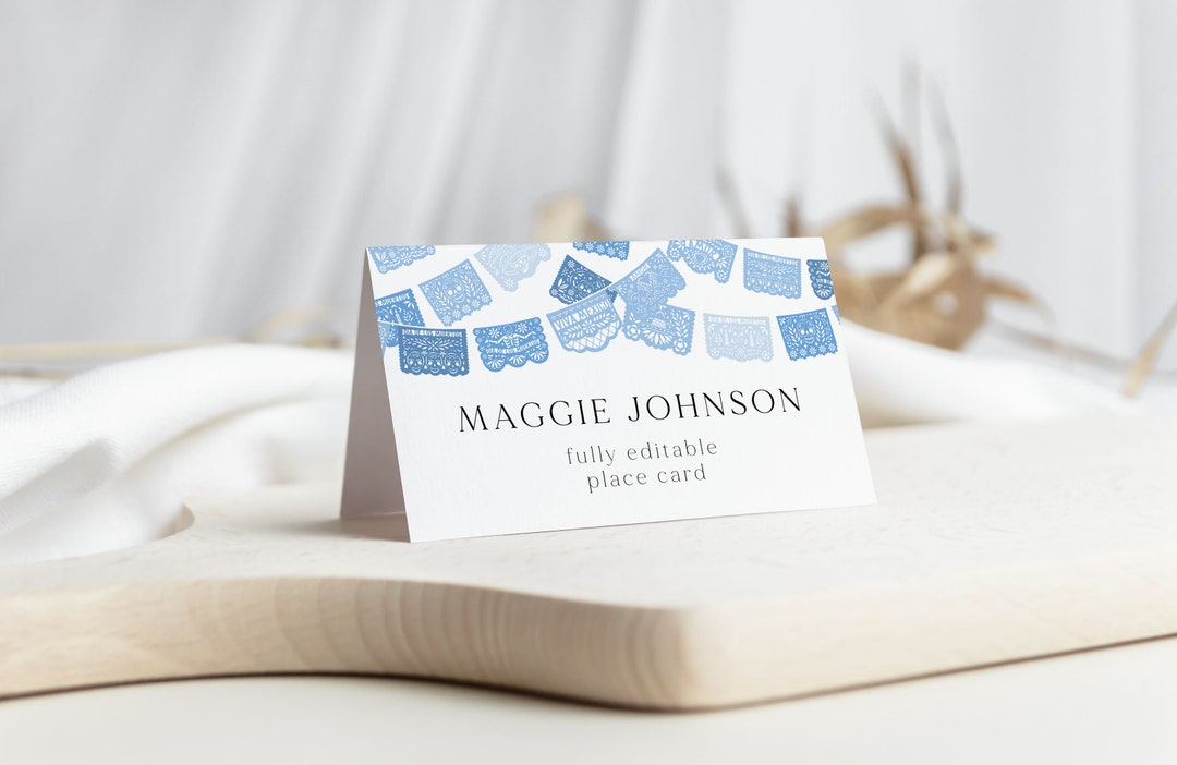 Blue Fiesta Place Card Template, Fiesta Baby Shower Boy, Fiesta Buffet ...