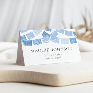 Blue Fiesta Place Card Template, Fiesta Baby Shower Boy, Fiesta Buffet ...