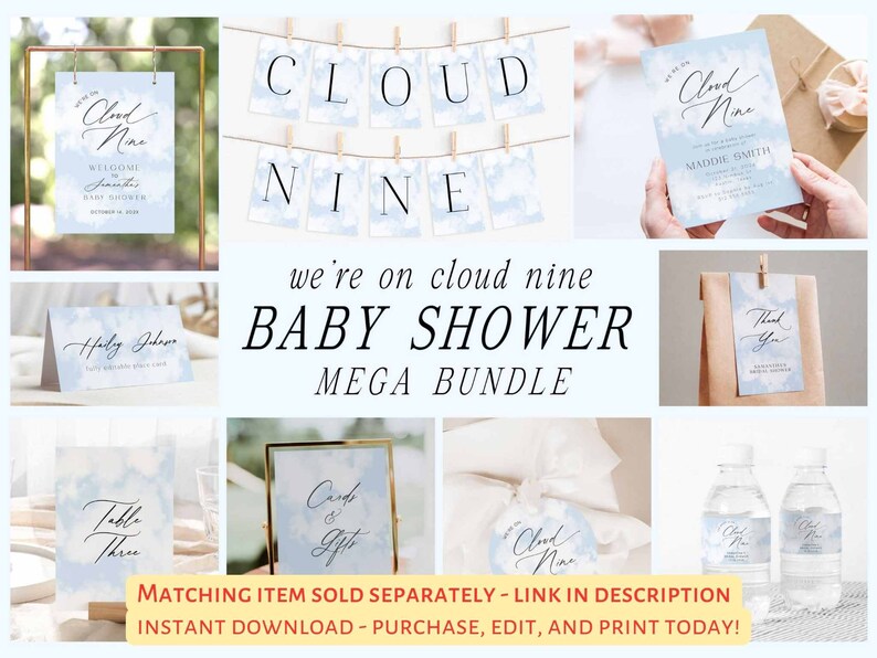 Cloud Nine Baby Shower Welcome Sign Template (digital Download) - Etsy