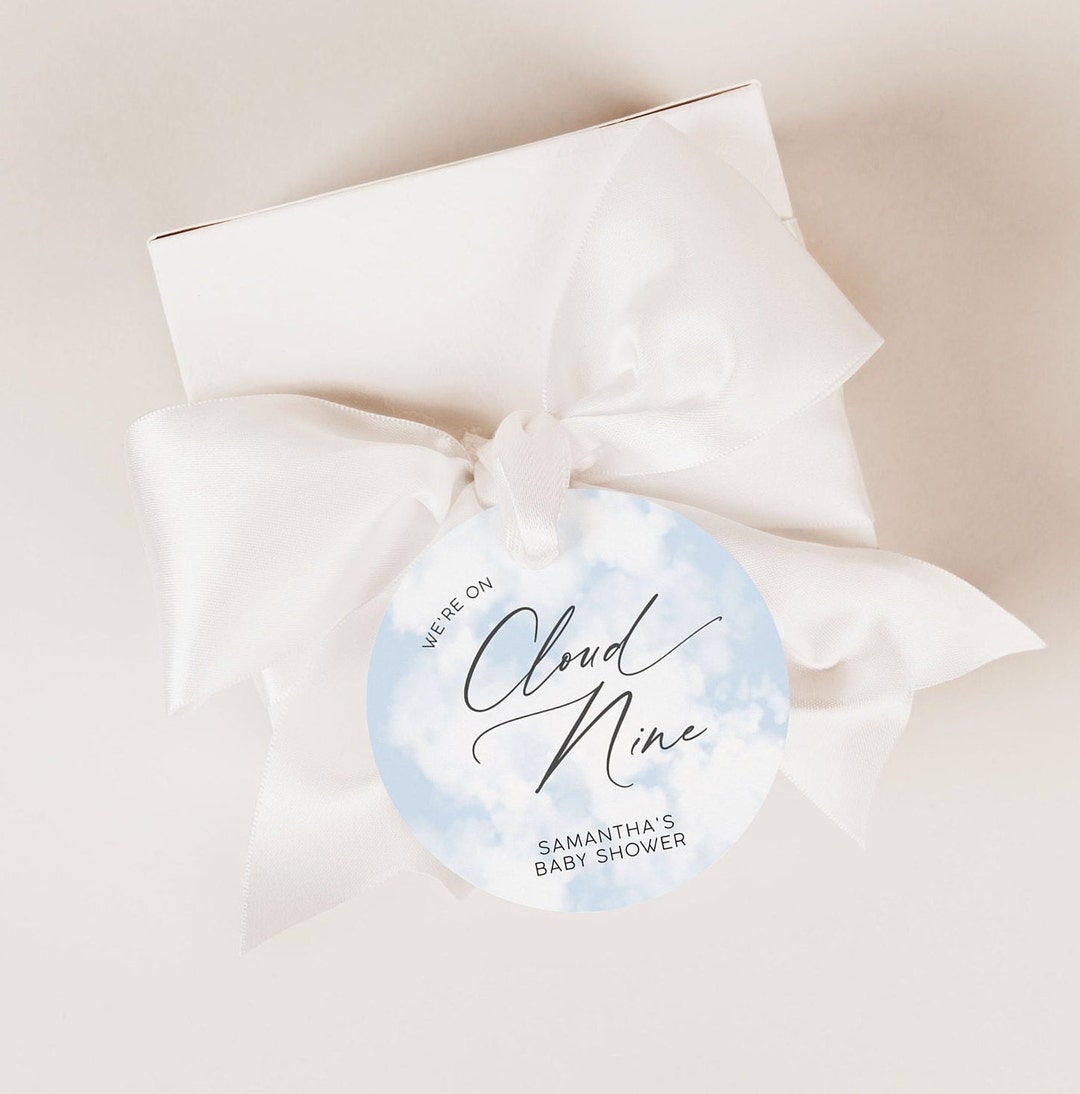 Cloud Nine Baby Shower Round Sticker Template, Cloud Nine Baby Shower ...