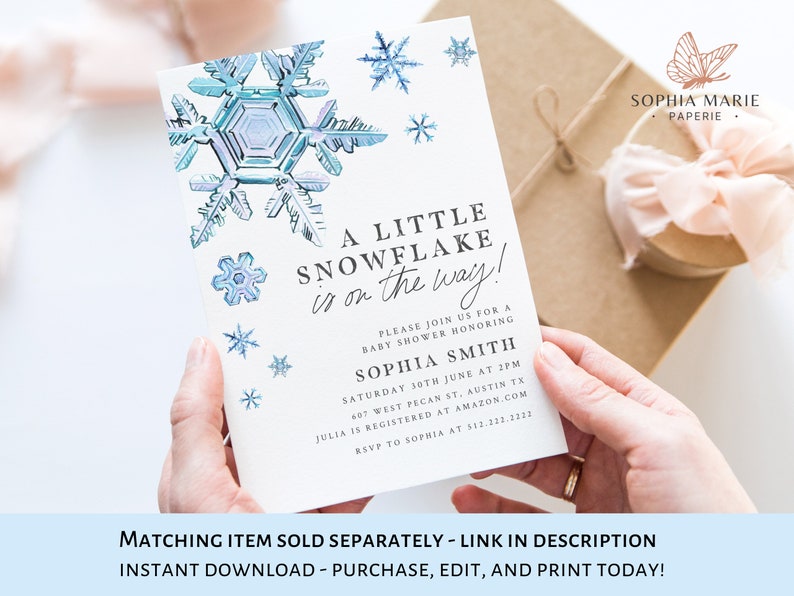 Little Snowflake Baby Shower Sticker Template Winter Baby - Etsy