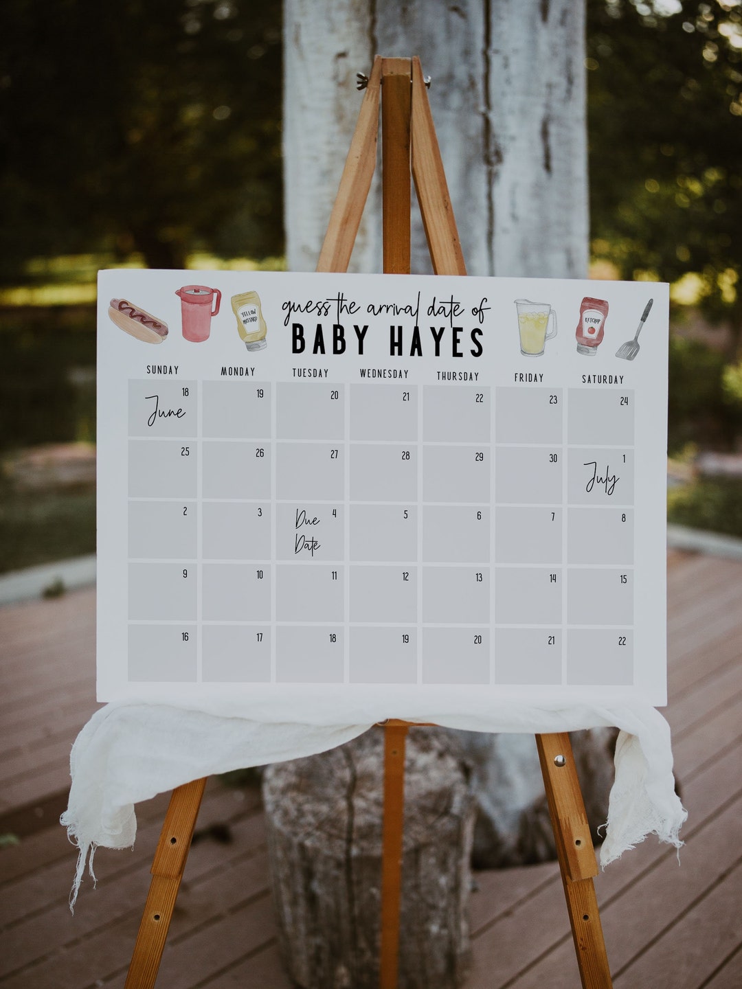 BABYQ Guess the Due Date Sign Template, BBQ Baby Shower Game, Babyq ...