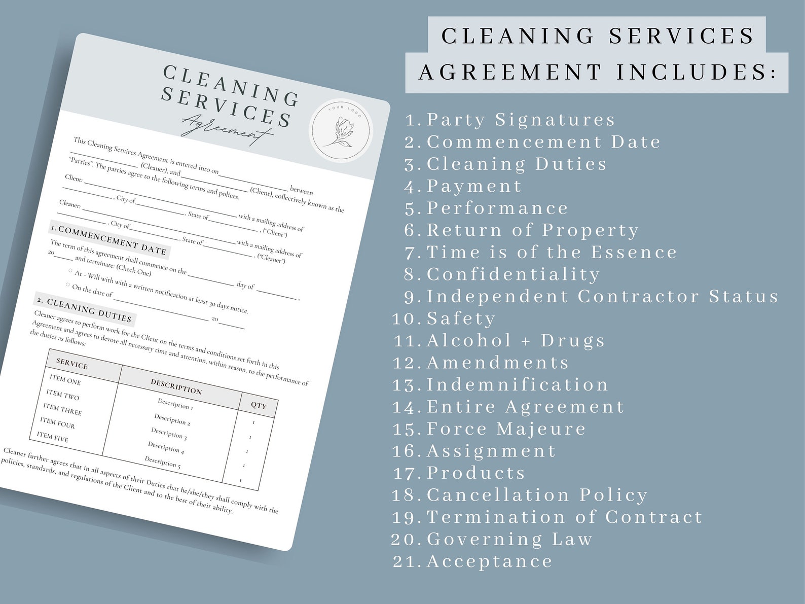 EDITABLE Cleaning Service Contract Bundle Maid Forms - Etsy
