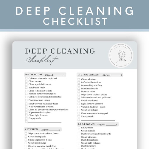 Professional Residential Deep Cleaning Checklist Editable - Etsy