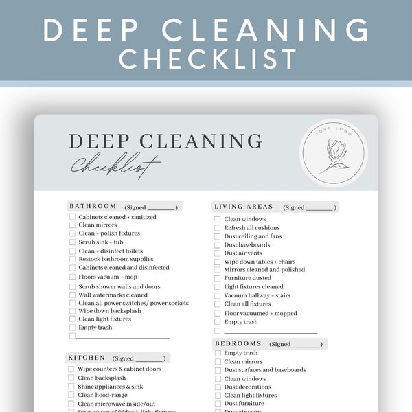 Deep Cleaning House Checklist - Etsy