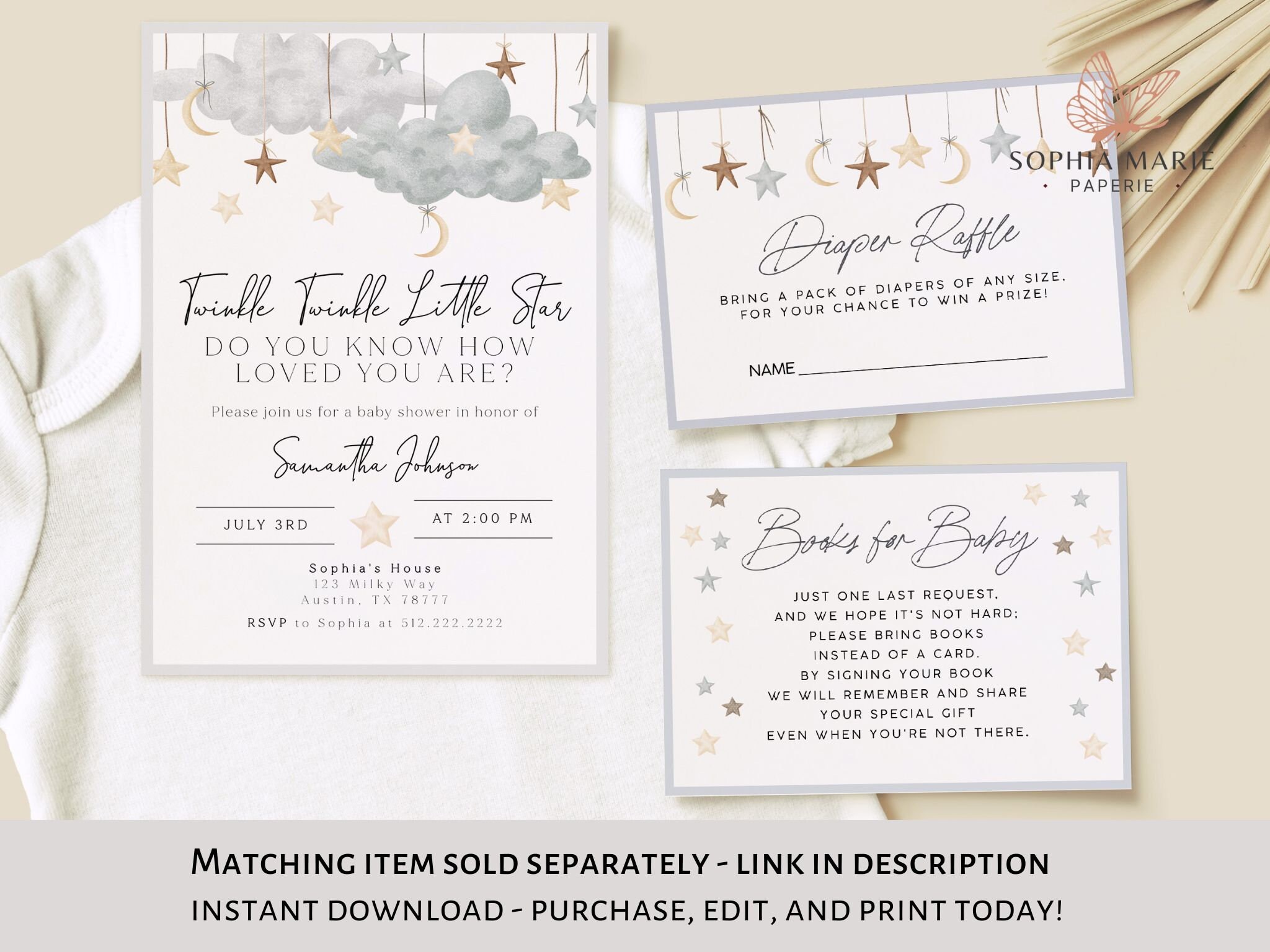 Moon and Stars Thank You Tag Template Twinkle Twinkle Little - Etsy