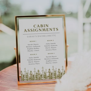 Camp Bachelorette Cabin Assignments Template, Camp Bachelorette Theme ...