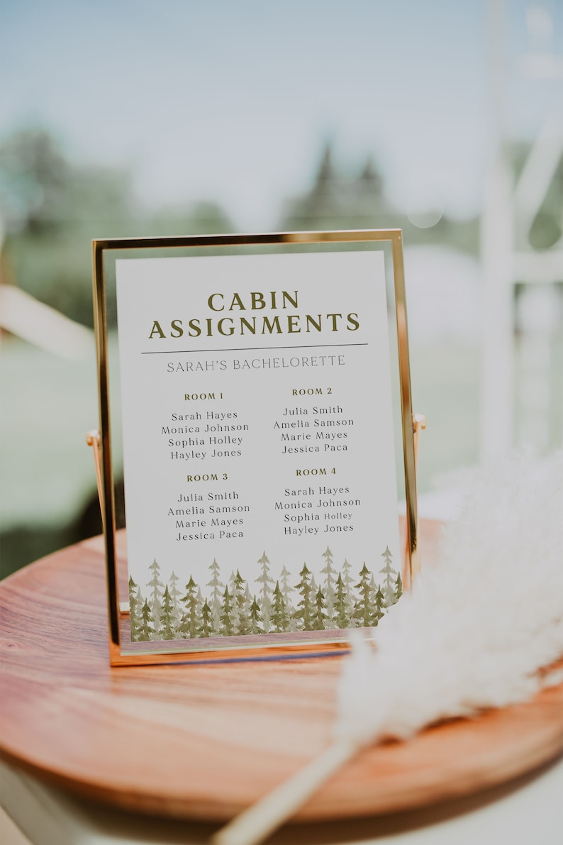 Camp Bachelorette Cabin Assignments Template, Camp Bachelorette Theme ...