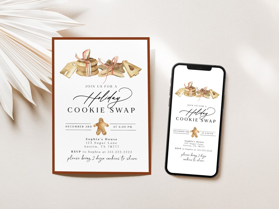 Holiday Cookie Swap Invitation Template, Printable Christmas Cookie ...