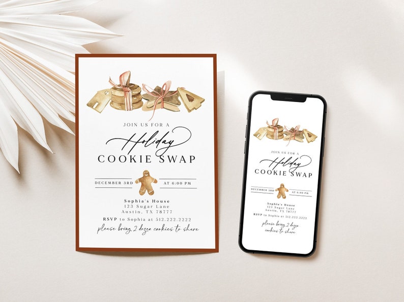 Holiday Cookie Swap Invitation Template Printable Christmas - Etsy