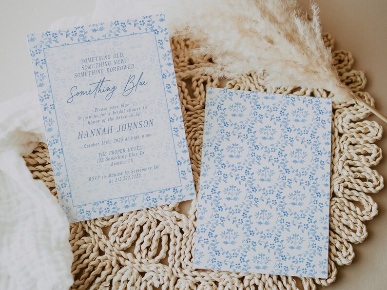 Something Blue Bridal Shower Invitation Template Something - Etsy