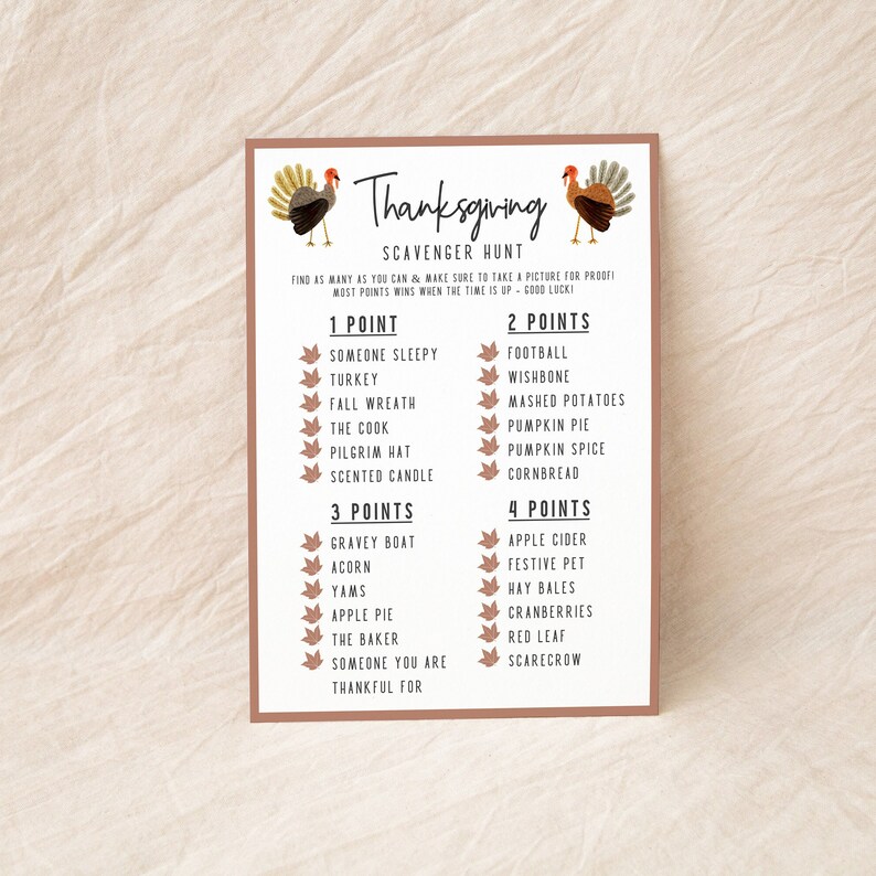 Thanksgiving Scavenger Hunt Game Thanksgiving Printable - Etsy
