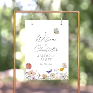 Wildflower Birthday Welcome Sign Template, Wildflower First Birthday ...