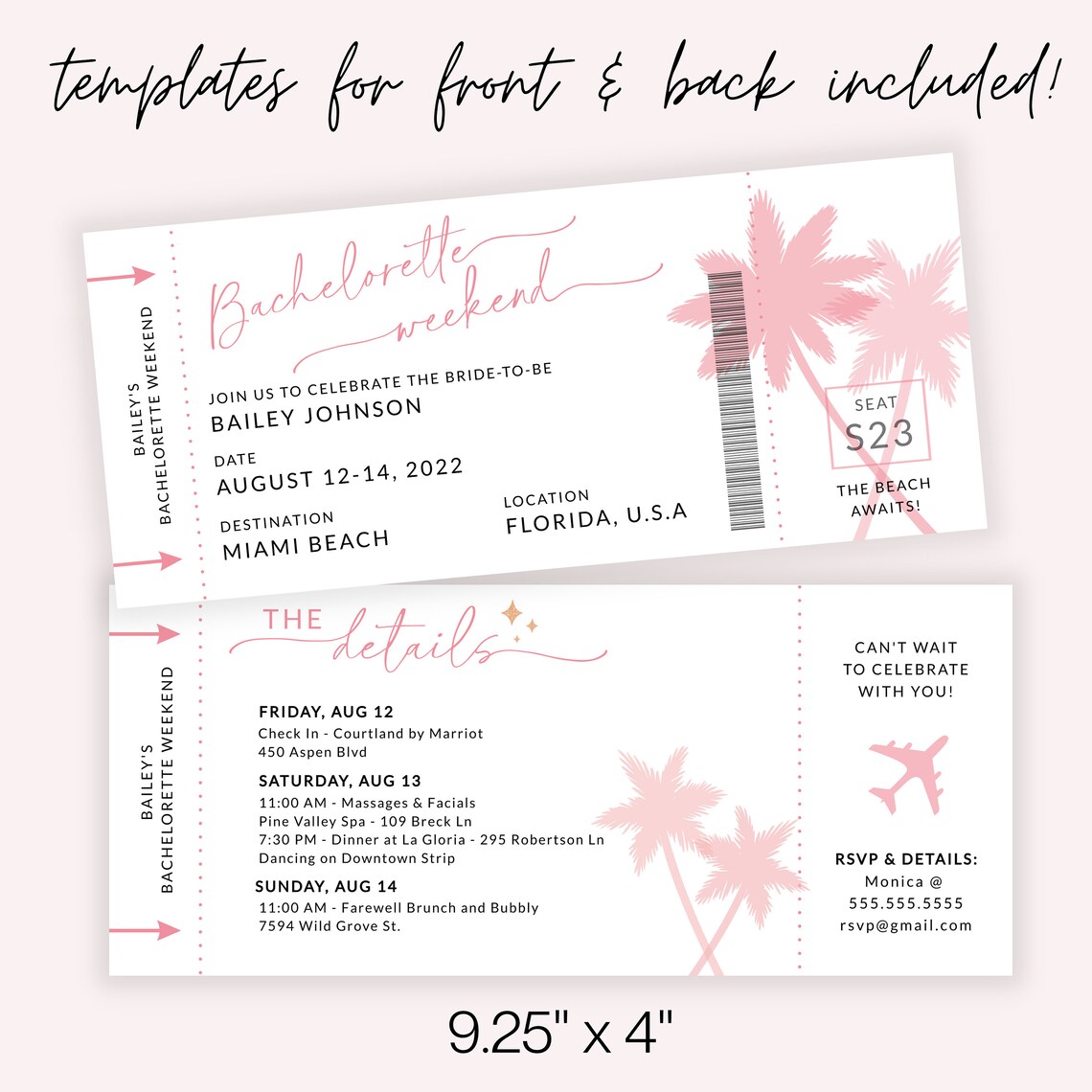 Beach Bachelorette Party Boarding Pass Bachelorette Weekend - Etsy