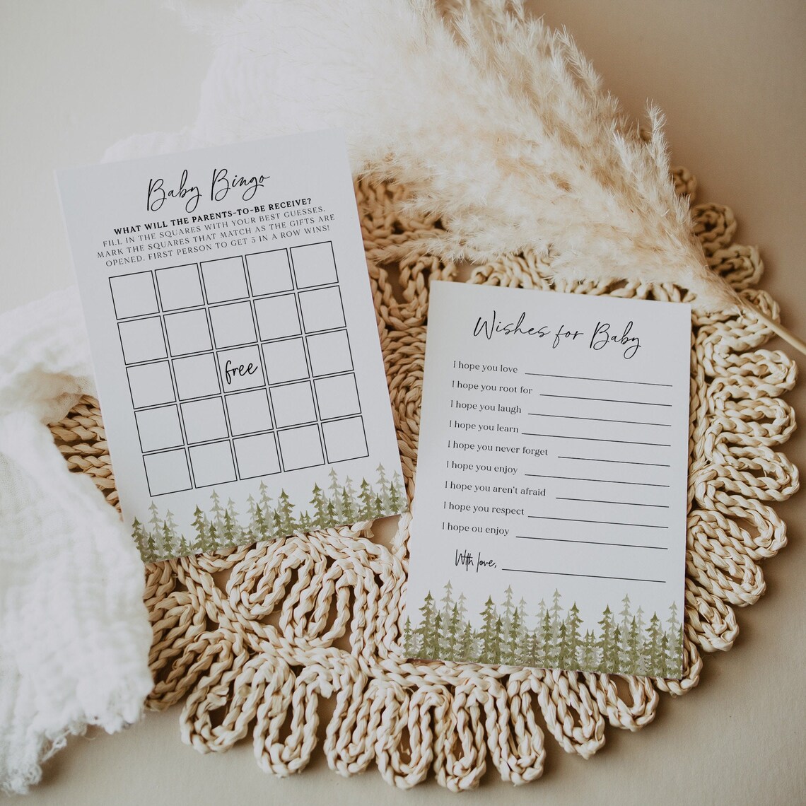Pine Tree Baby Shower Game Bundle, Mountain Baby Games, Editable Baby ...