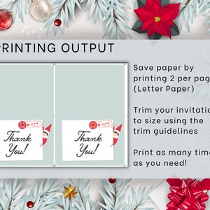 Elf Thank You Card Template, Printable Christmas Thank You Card ...