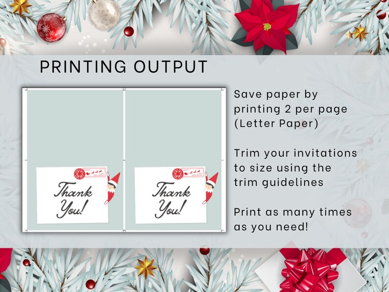 Elf Thank You Card Template Printable Christmas Thank You - Etsy