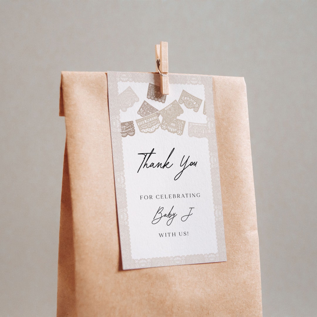 Neutral Fiesta Thank You Tag Template, Baby Shower Thank You, Gender ...