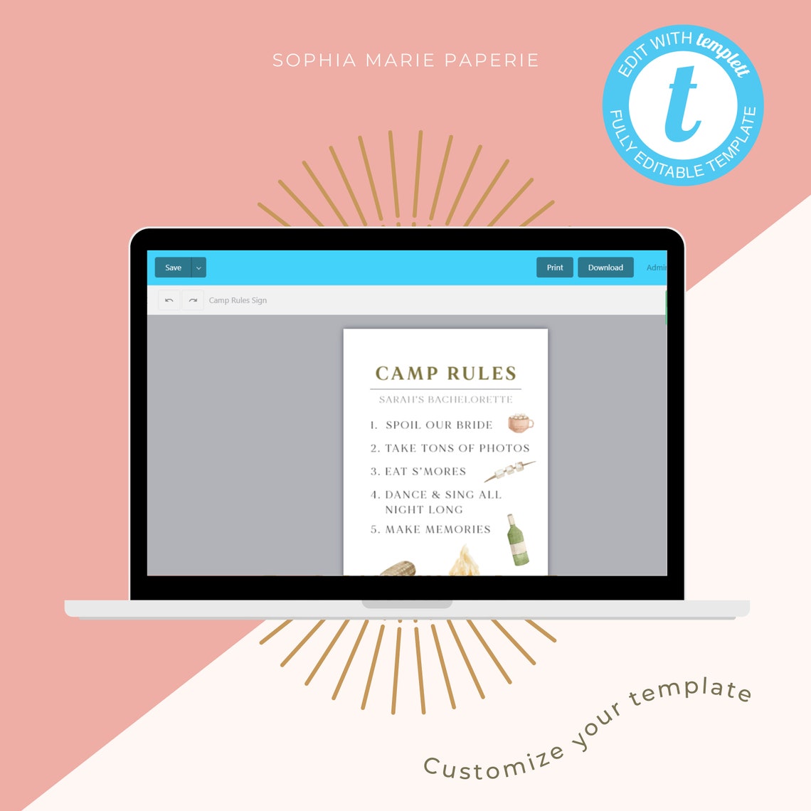 Camp Bachelorette Camp Rules Template Camp Bachelorette - Etsy